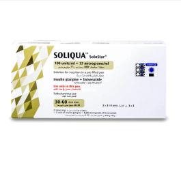 Soliqua Solostar 30-60 Ds 100 U / Ml 50 Mcg / Ml 3 Pens 3 Ml
